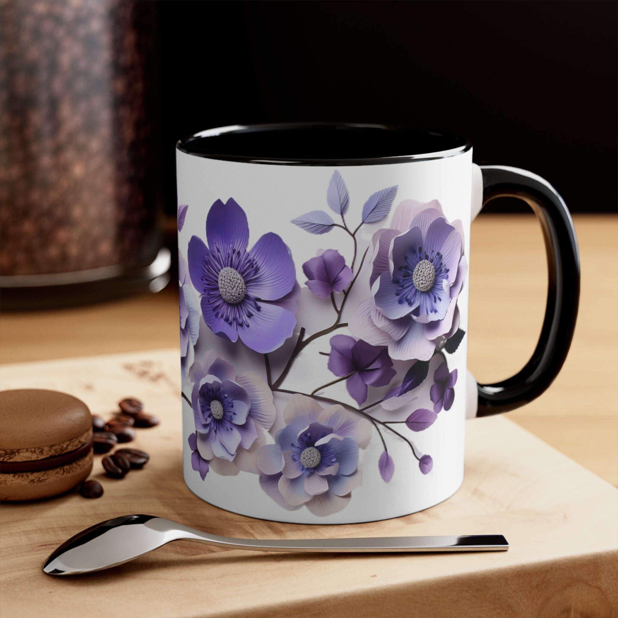 Hibiscus Flower Mug, Gardening Gift, Pink Red Floral Mug, Pressed ...