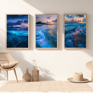 Set of 3 Neutral Beach Print, Vintage Beach Wall Art Boho Decor ...