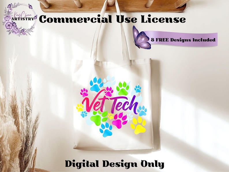 Vet Tech PNG, Neon Veterinary Paw Print Sublimation, Colorful Vet ...