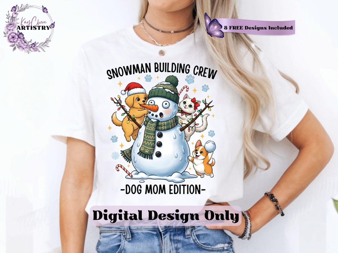 Funny Snowman PNG, Dog Mom Snowman Sublimation, Cute Dog and Cat ...