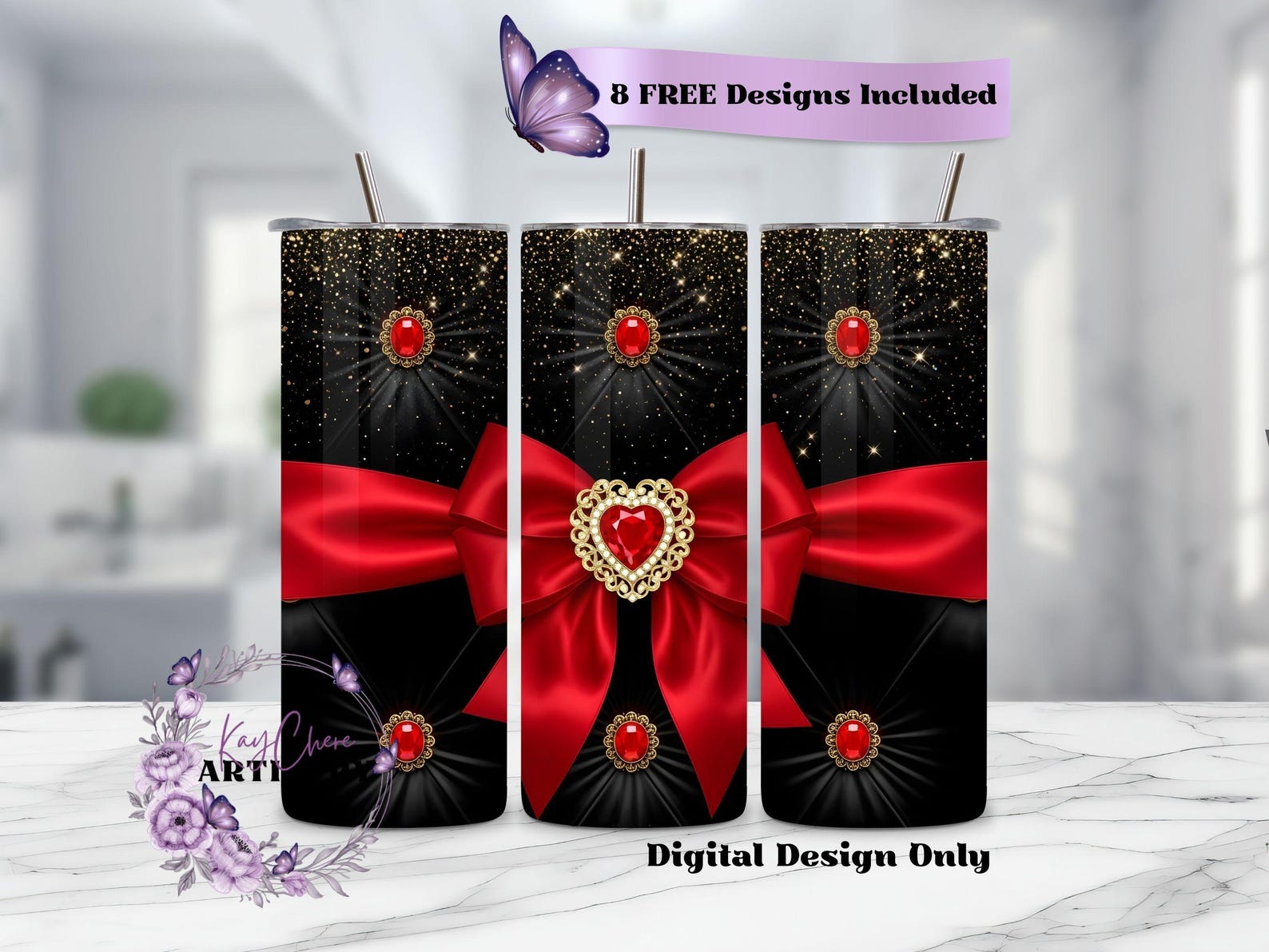 Luxury Tumbler Wrap PNG, Black Velvet Ruby Coquette Red Bow 20oz ...