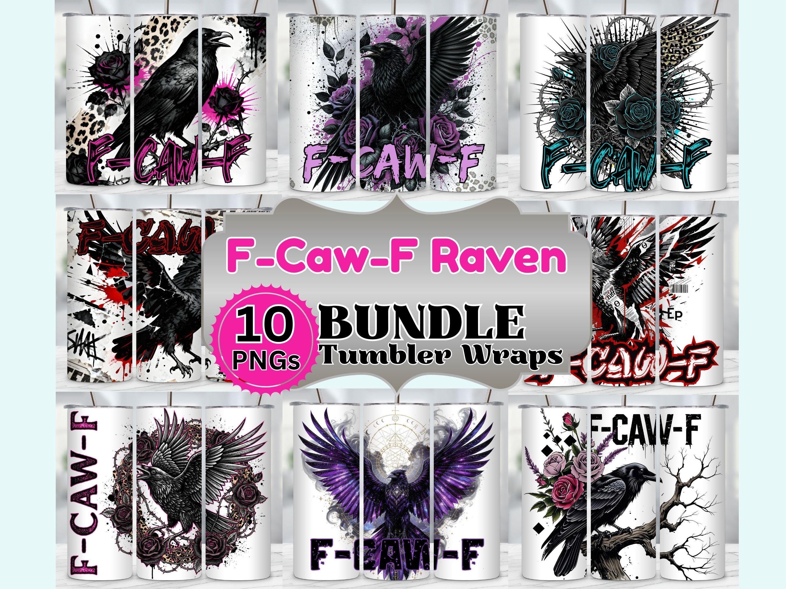 F-CAW-F Raven Tumbler Wrap Bundle 10 Designs, Gothic Crow, Dark ...