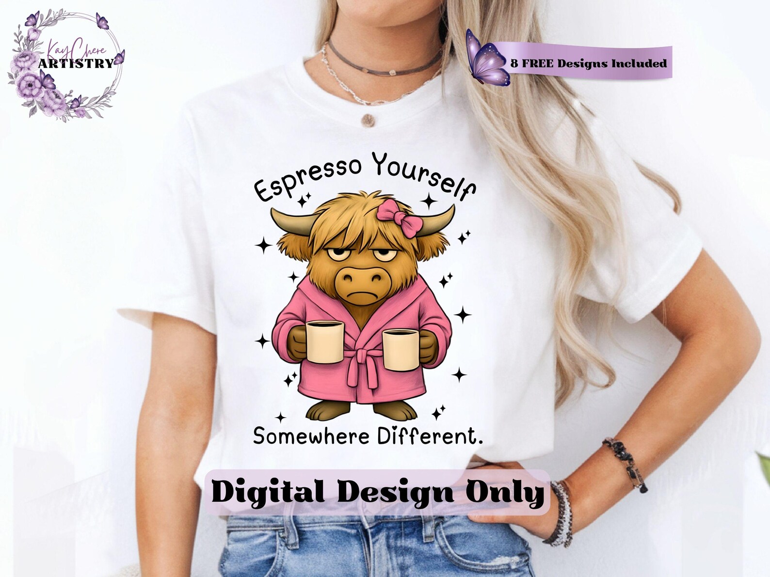 Grumpy Highland Cow Png, Cranky Coffee Lover Png, Fluffy Cow Grumpy ...