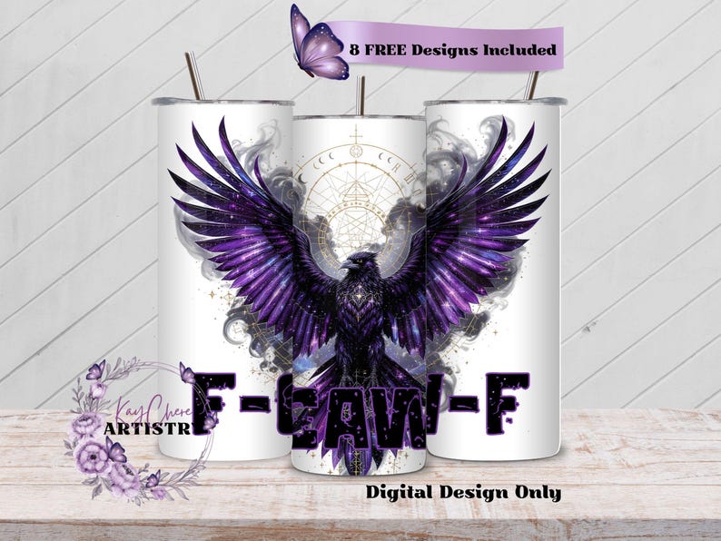 F-caw-f Tumbler Wrap, Celestial Moon Phase Mystical Raven 20oz ...