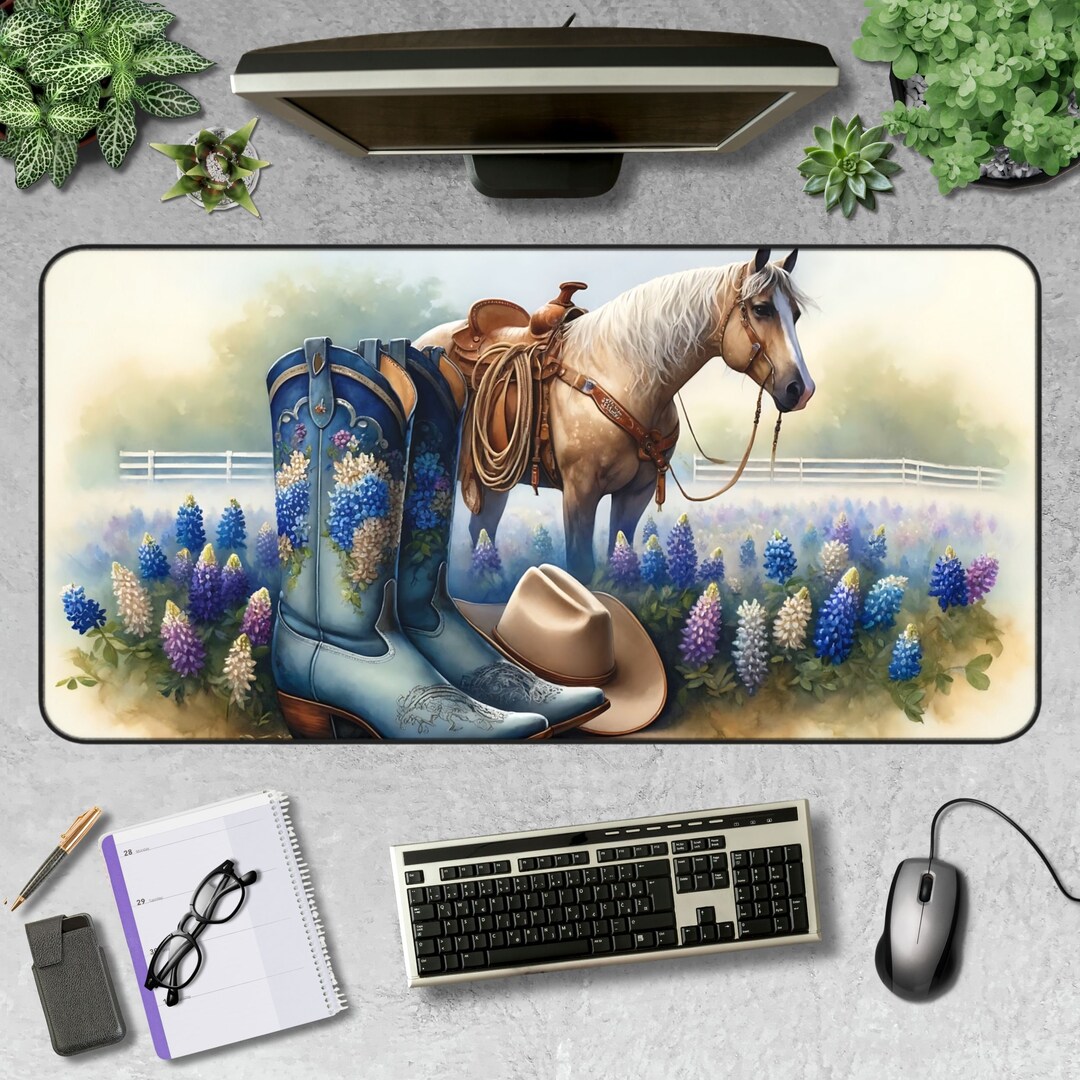 Western Horse Desk Mat, Gift for Horse Lover, Western Horse Cubicle ...
