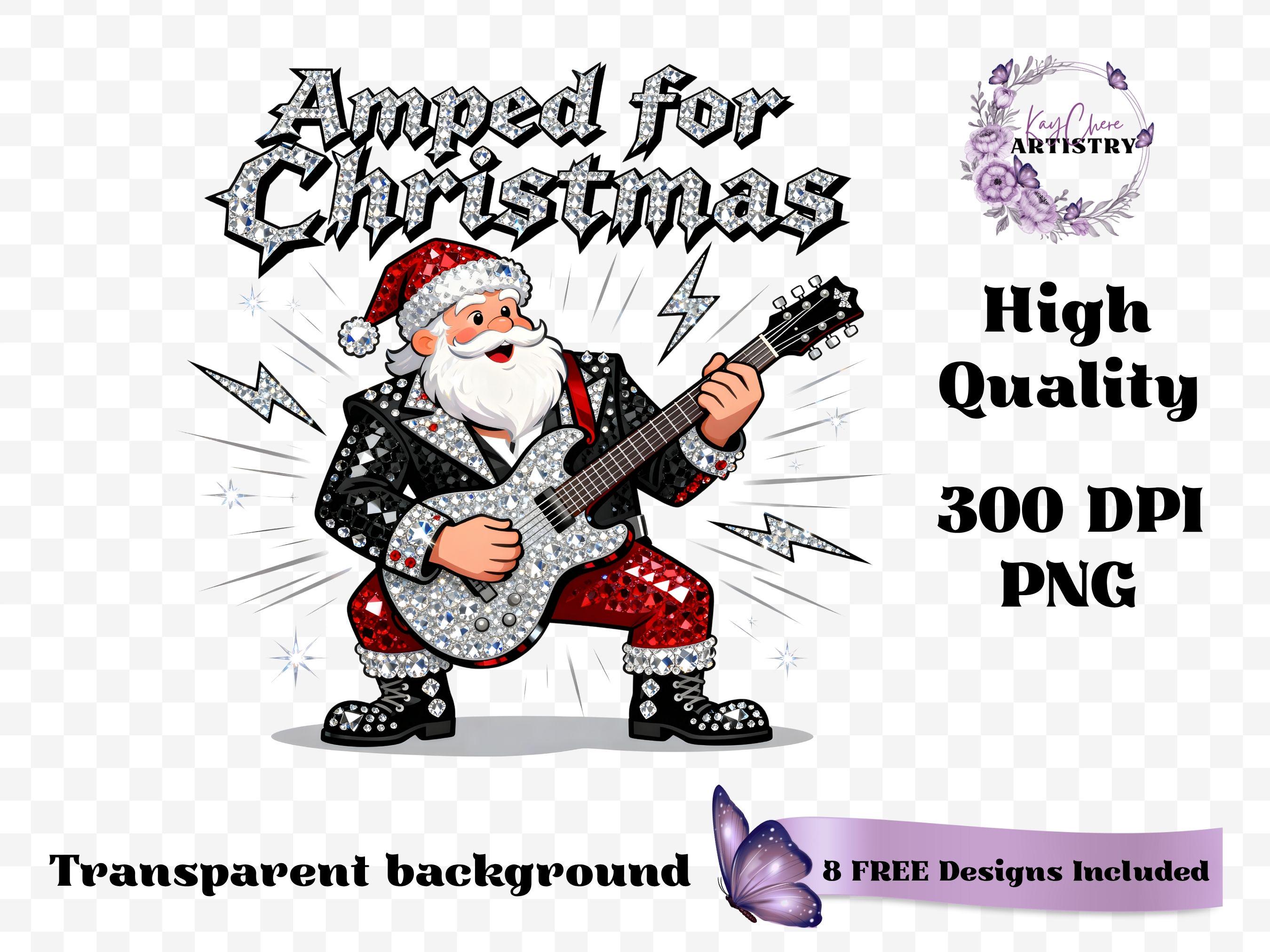 Faux Rhinestone Santa PNG, Rocker Santa Sublimation, Sparkly Gemstone ...