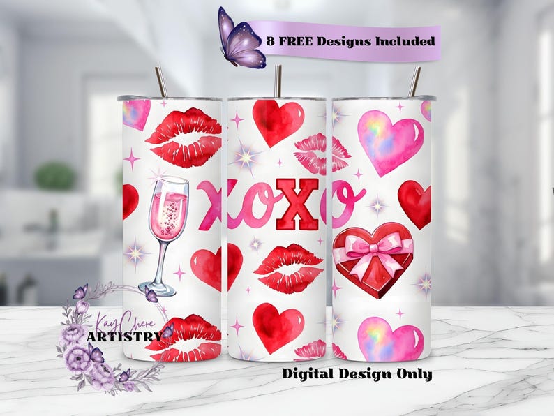 XOXO Valentine Tumbler Wrap Bundle 7 Designs, Coffee Lover, Dog Lover ...