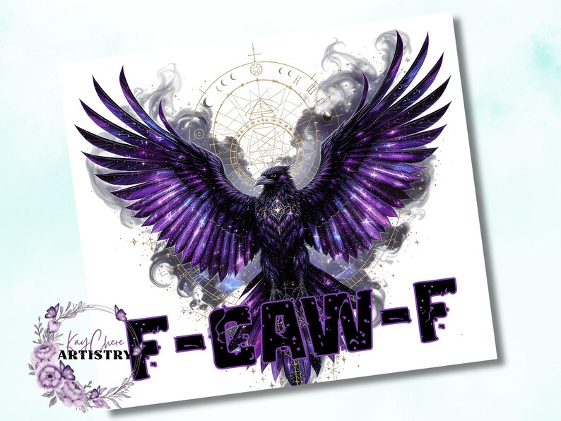 F-caw-f Tumbler Wrap, Celestial Moon Phase Mystical Raven 20oz ...