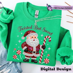 Faux Rhinestone Santa PNG, Twisted but Sweet Santa Sublimation, Sparkly ...