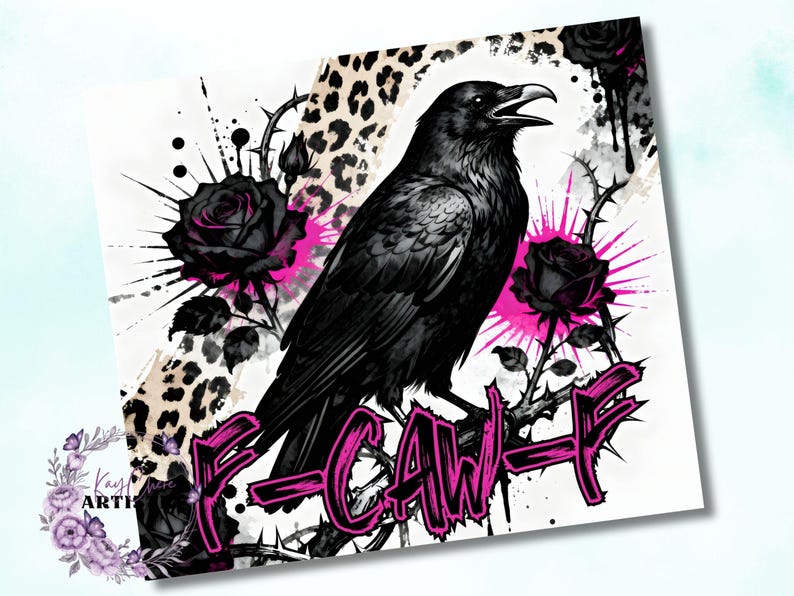 F-CAW-F Raven Tumbler Wrap Bundle 10 Designs, Gothic Crow, Dark ...