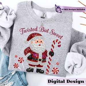 Faux Rhinestone Santa PNG, Twisted but Sweet Santa Sublimation, Sparkly ...