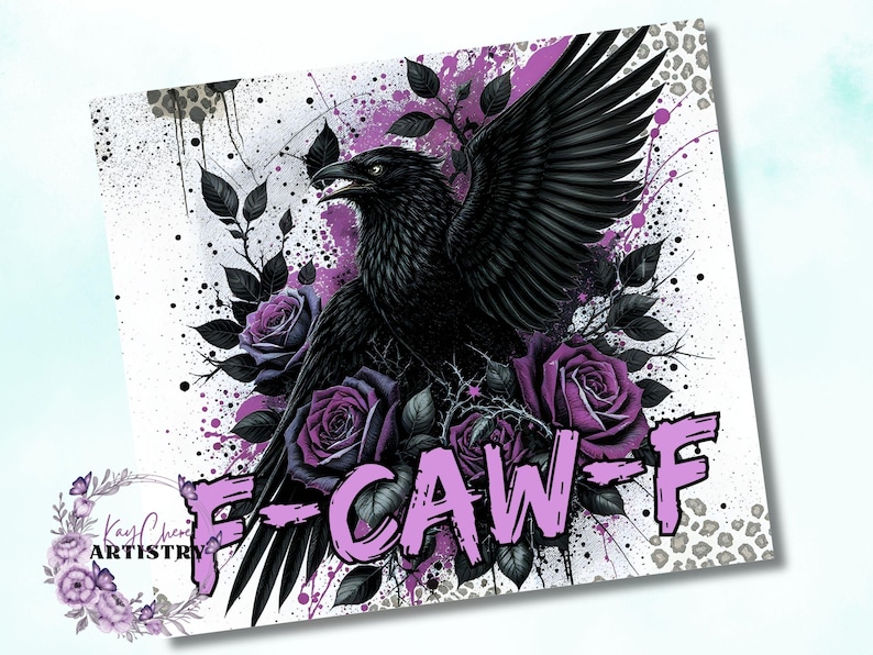 F-CAW-F Raven Tumbler Wrap Bundle 10 Designs, Gothic Crow, Dark ...