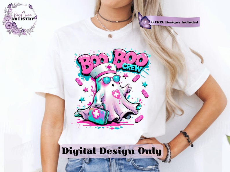 Boo Boo Crew Nurse Ghost PNG, Cute Halloween Ghost Nurse Shirt Design ...