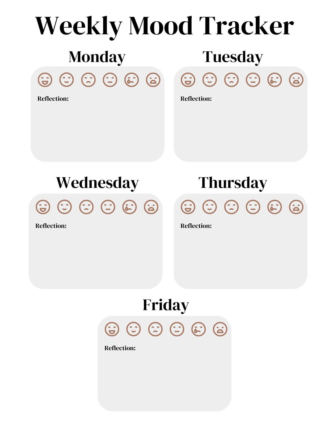 Weekly Mood Tracker Download Template - Etsy