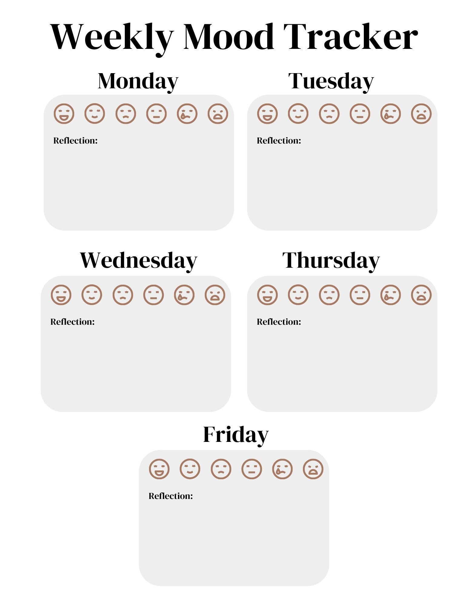 Weekly Mood Tracker Download Template - Etsy