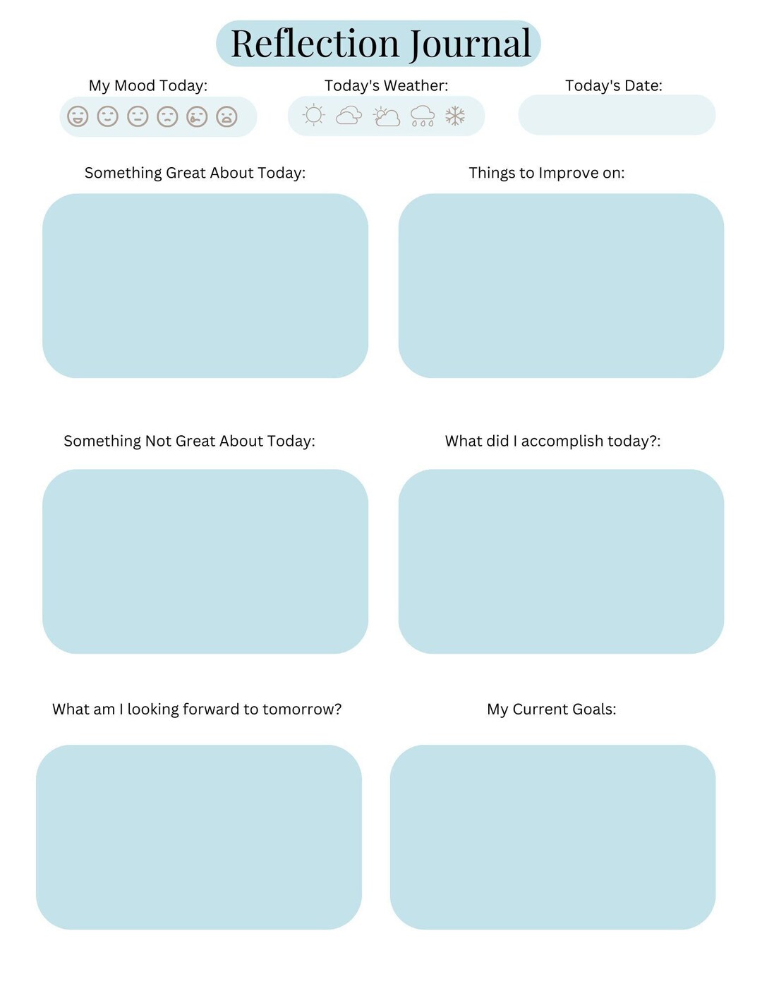 Mindfulness Daily Reflection Template Digital Print - Etsy