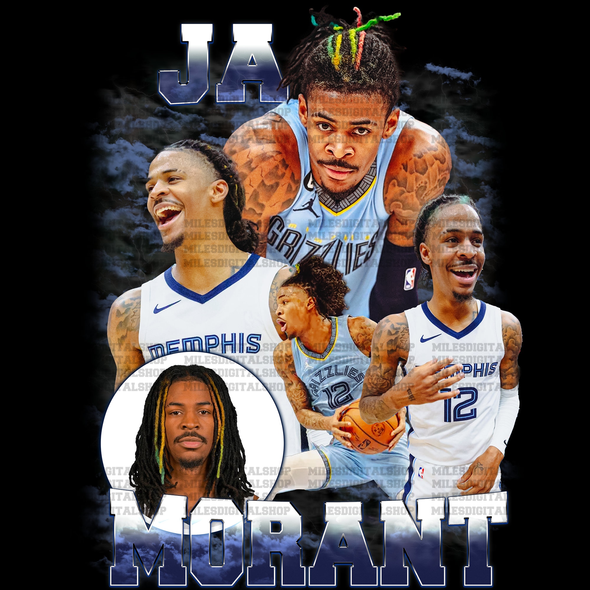 Ja Morant Png, Ja Morant T-shirt PNG Ja Morant Png, Vintage Oversized ...