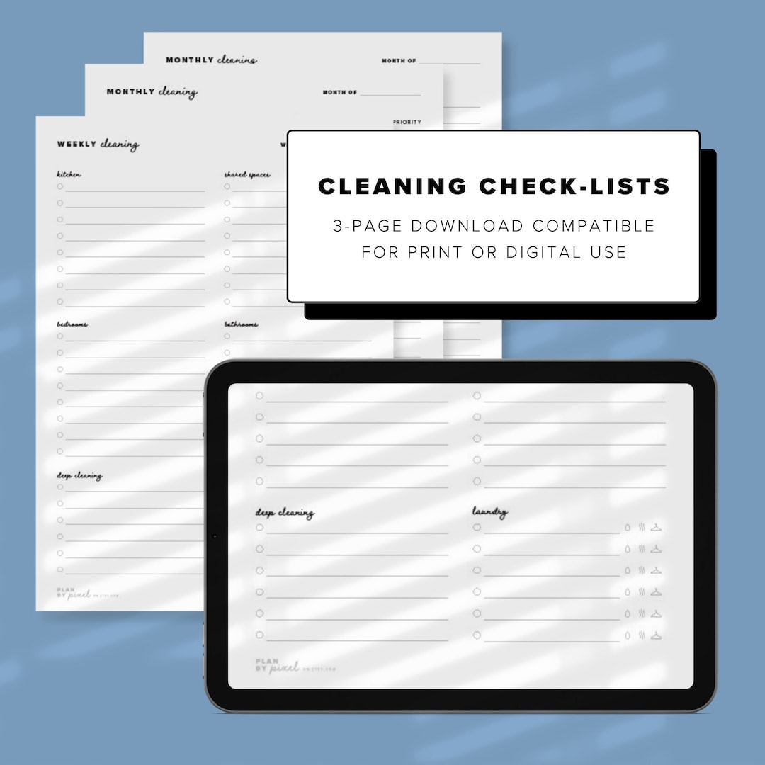 Cleaning Checklists | Cleaning Template, Cleaning Tracker, Productivity ...