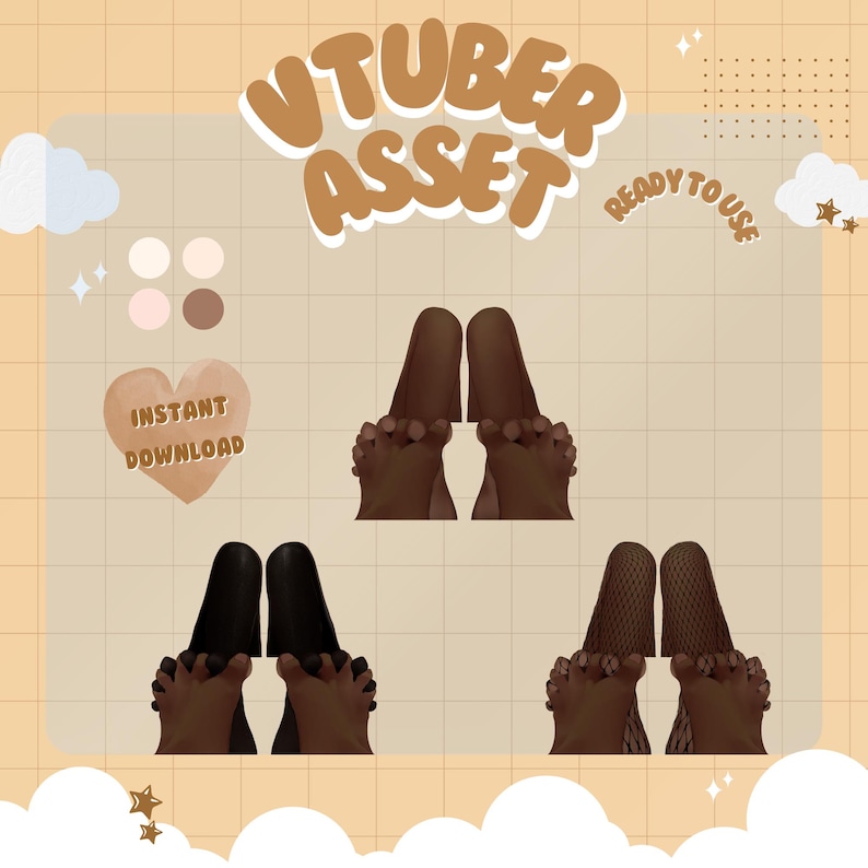 Vtuber Asset - Feet Toes Interlocked - Multiple Skin Tones - Accessory ...
