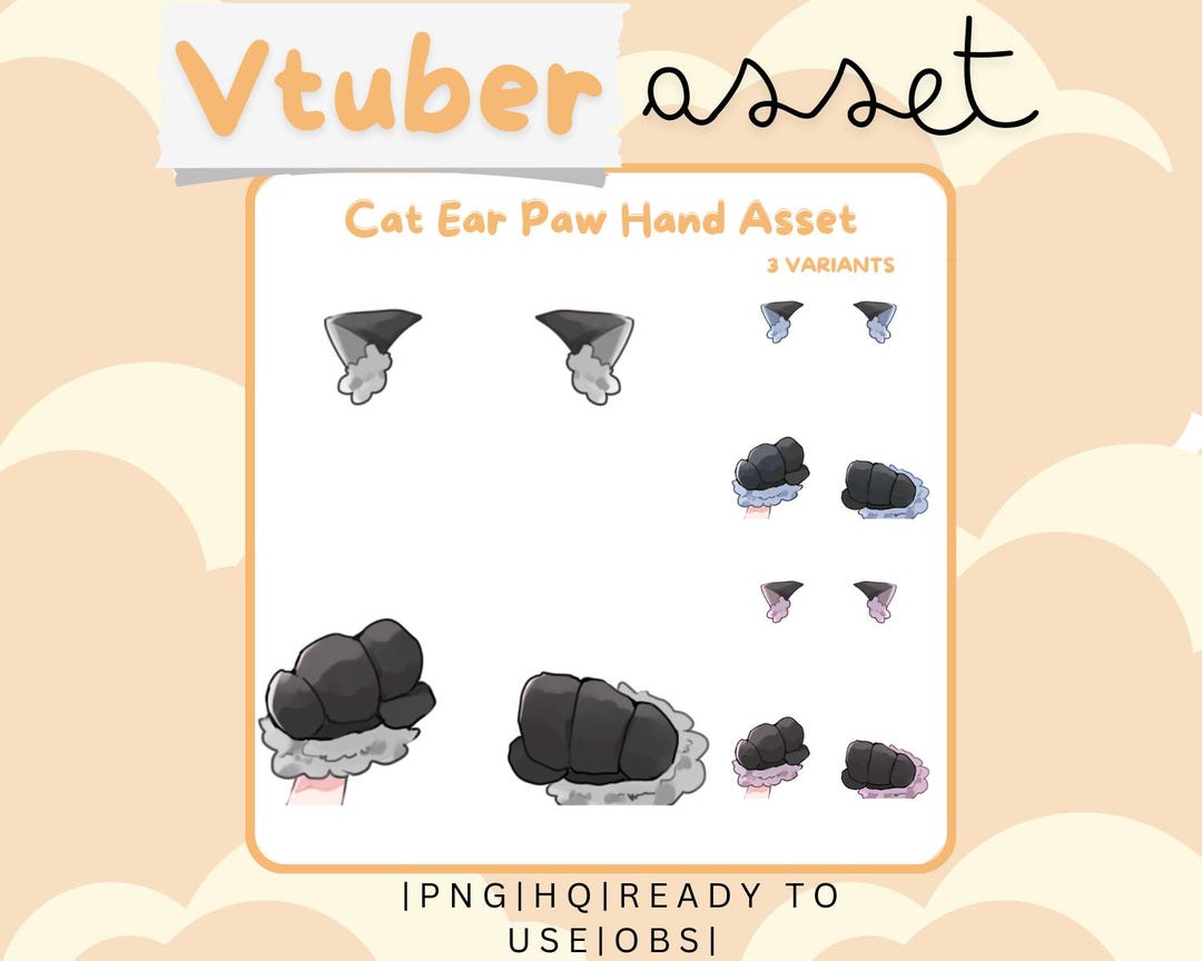 Vtuber Asset Cat Ear Paw Hand Asset Cuztomizable + Compatible in Vtube ...