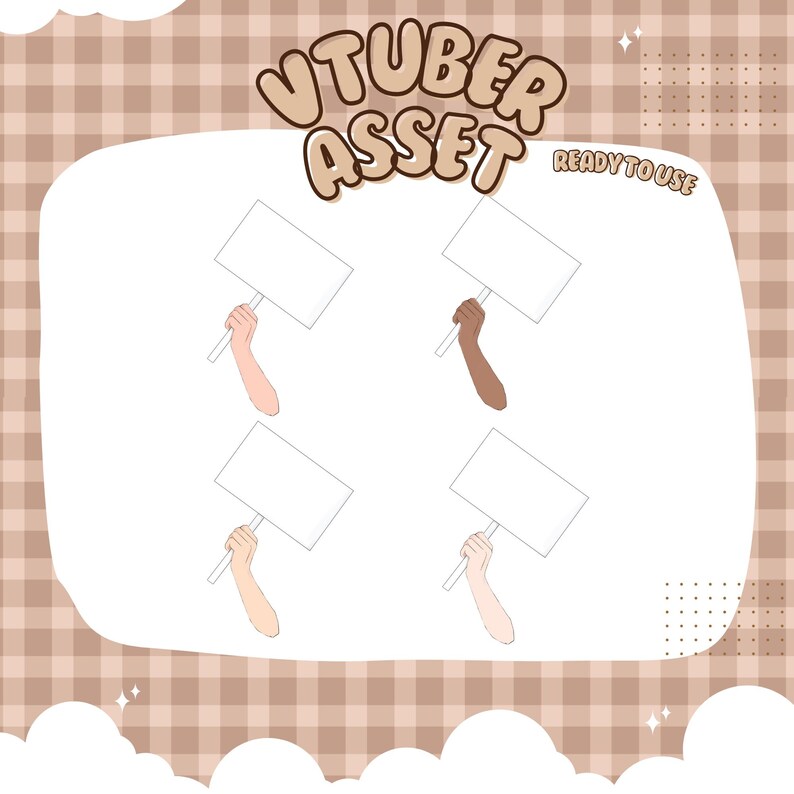 Holding Sign - Vtuber Hand Asset Multiple Skin Tones - Prop Accessory ...