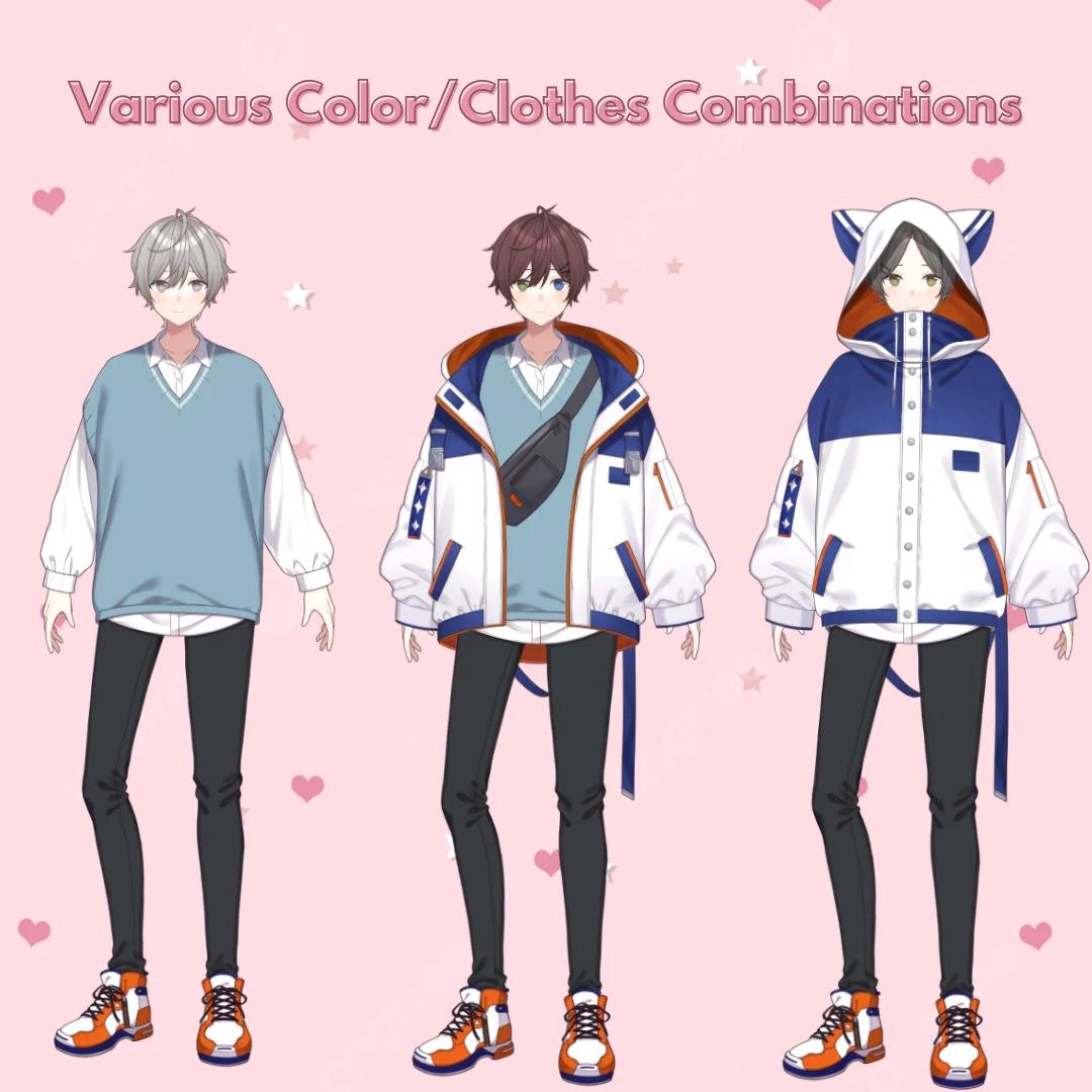 Male Vtuber Model Live2d, Customizable Premade Rigged, 7 Expressions, 3 ...