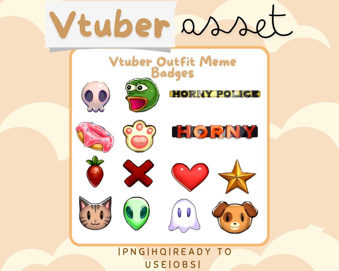 Vtuber Asset Meme Outfit Badges Clothes Pin Vtuber Studio Compatible ...