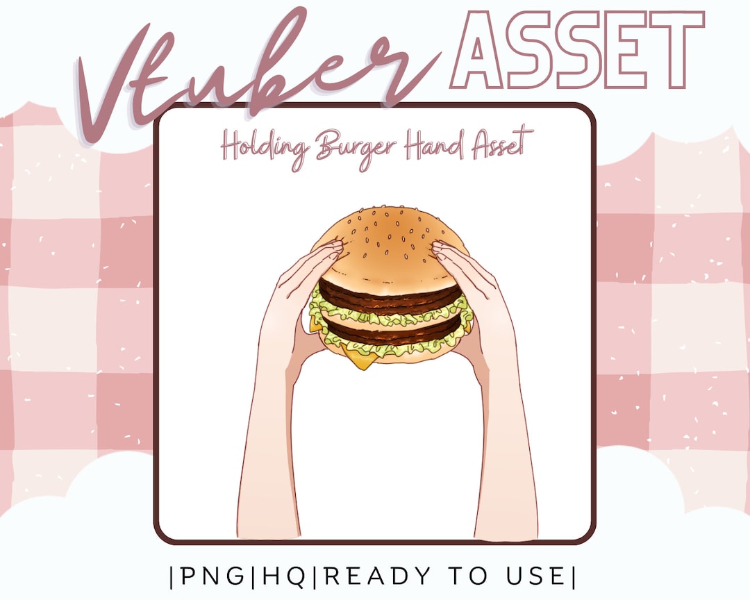 Vtuber Asset Holding Food Hand Burger Hamburger Funny Twitch Channel ...