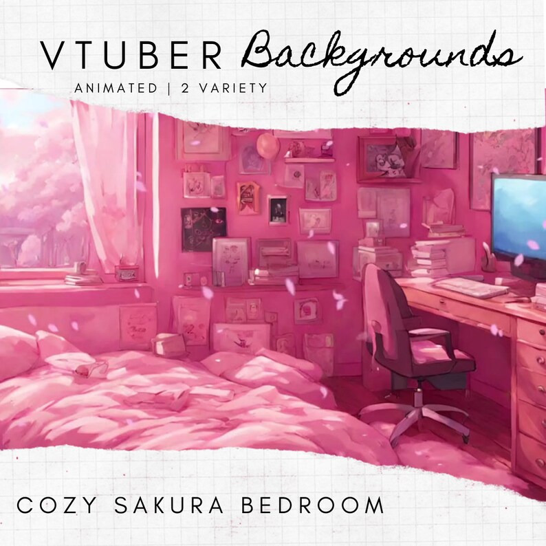 Animated Background for Vtuber Twitch Overlay Cozy Cozy Pink Sakura ...