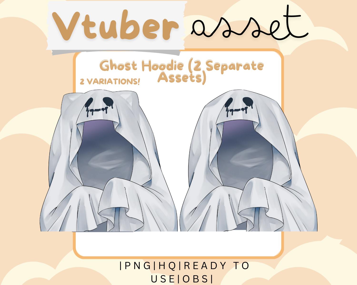 Vtuber Asset - Ghost Hoodie - Halloween - Prop Accessory Overlay ...