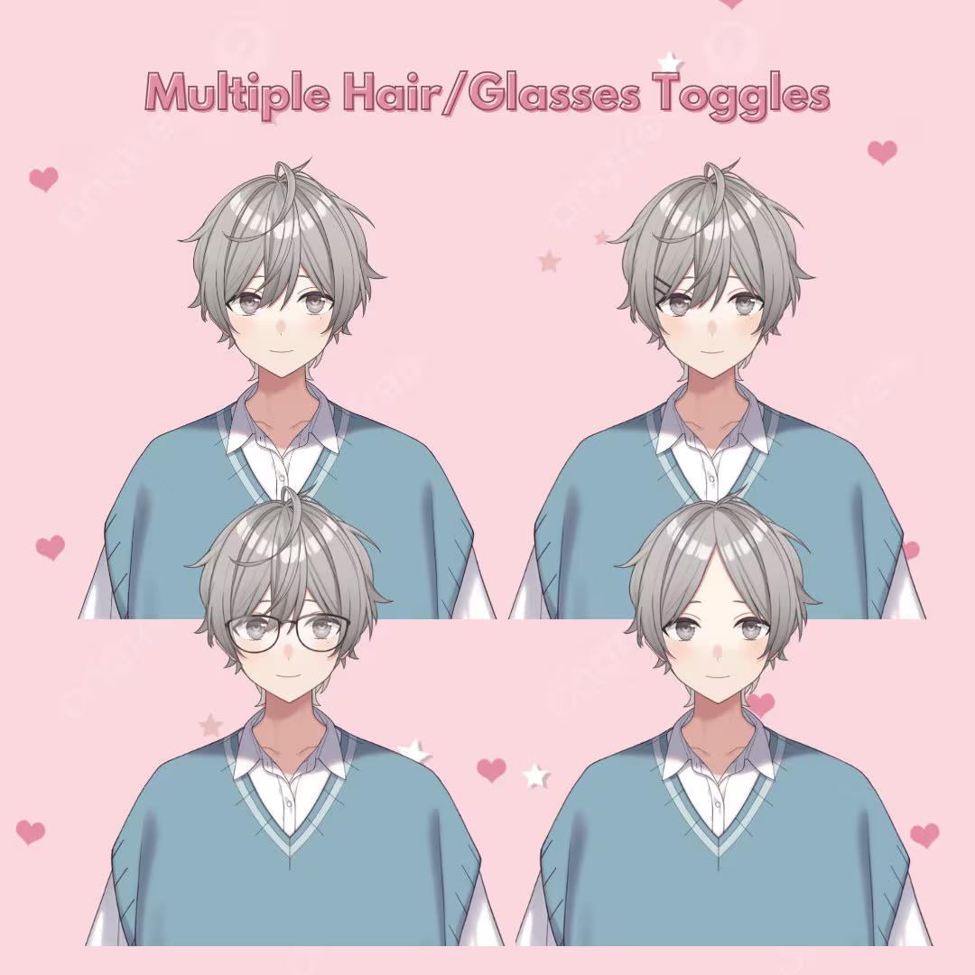Male Vtuber Model Live2d, Customizable Premade Rigged, 7 Expressions, 3 ...