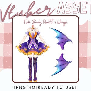 Vtuber Asset Full Body Halloween Outfit and Wings Costume - Etsy