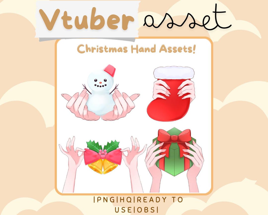 Vtuber Asset Christmas, Hand Asset Set, Holding Gift Snowman Bell ...