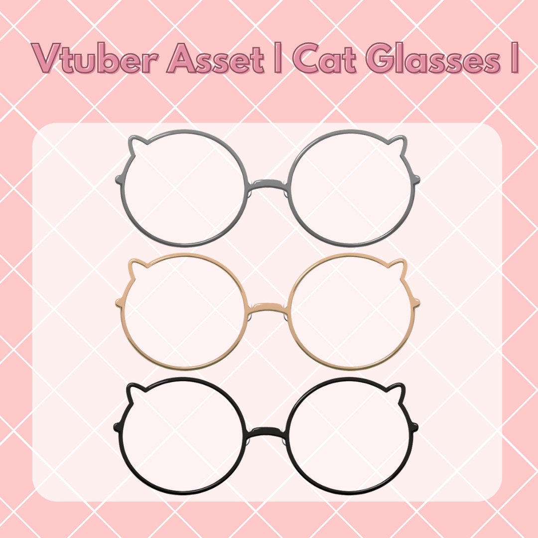 Vtuber Asset Cat Neko Glasses Kawaii 3 Colors Etsy