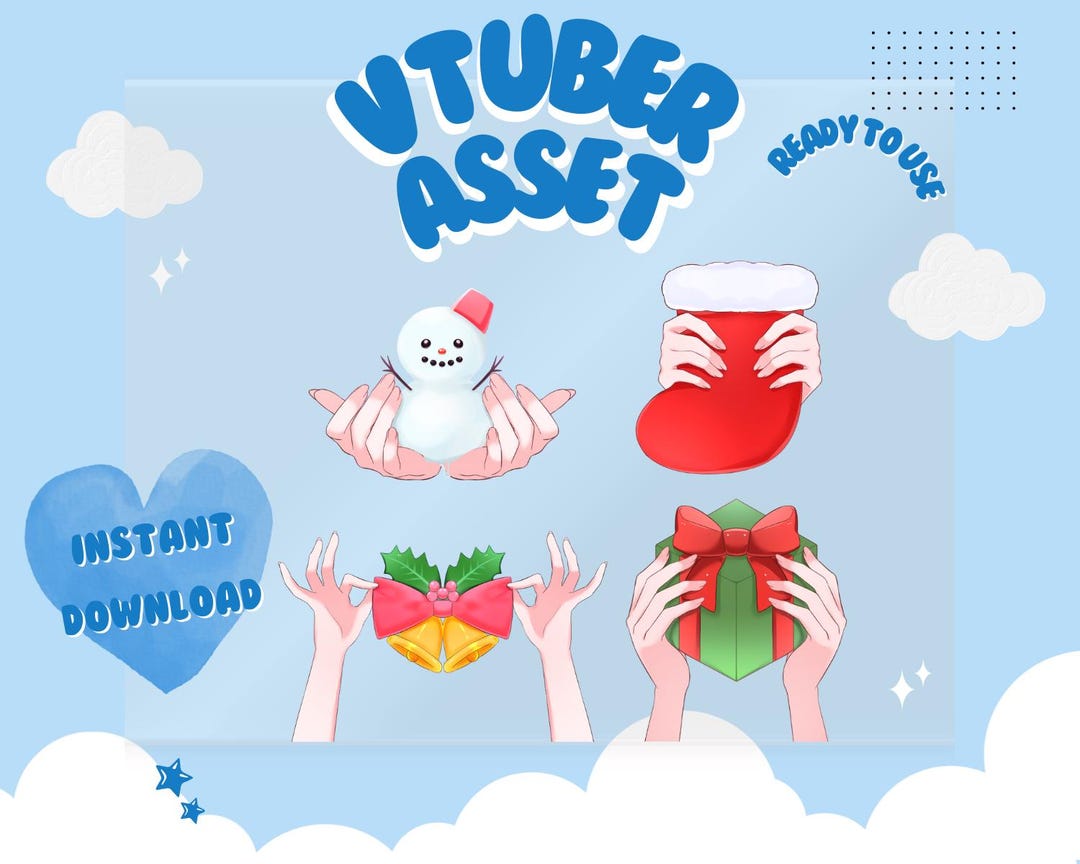 Vtuber Asset - Christmas Hand Assets Pack - Holiday Streamer Gift ...