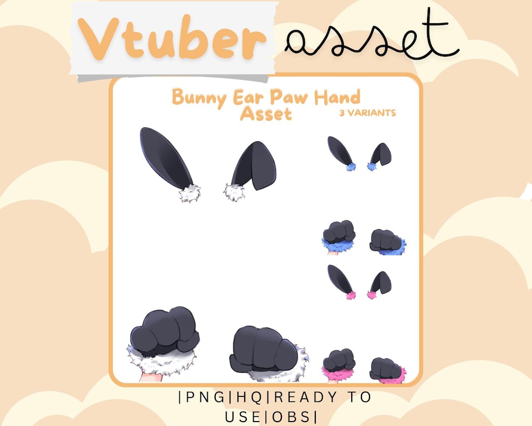 Vtuber Asset Bunny Ear Paw Hand Asset Cuztomizable + Compatible in ...