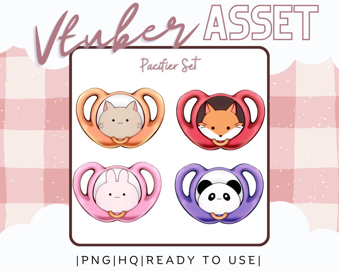 Vtuber Asset Pacifier Set Cute Kawaii Cat Fox Panda Bunny Vtube Studio ...