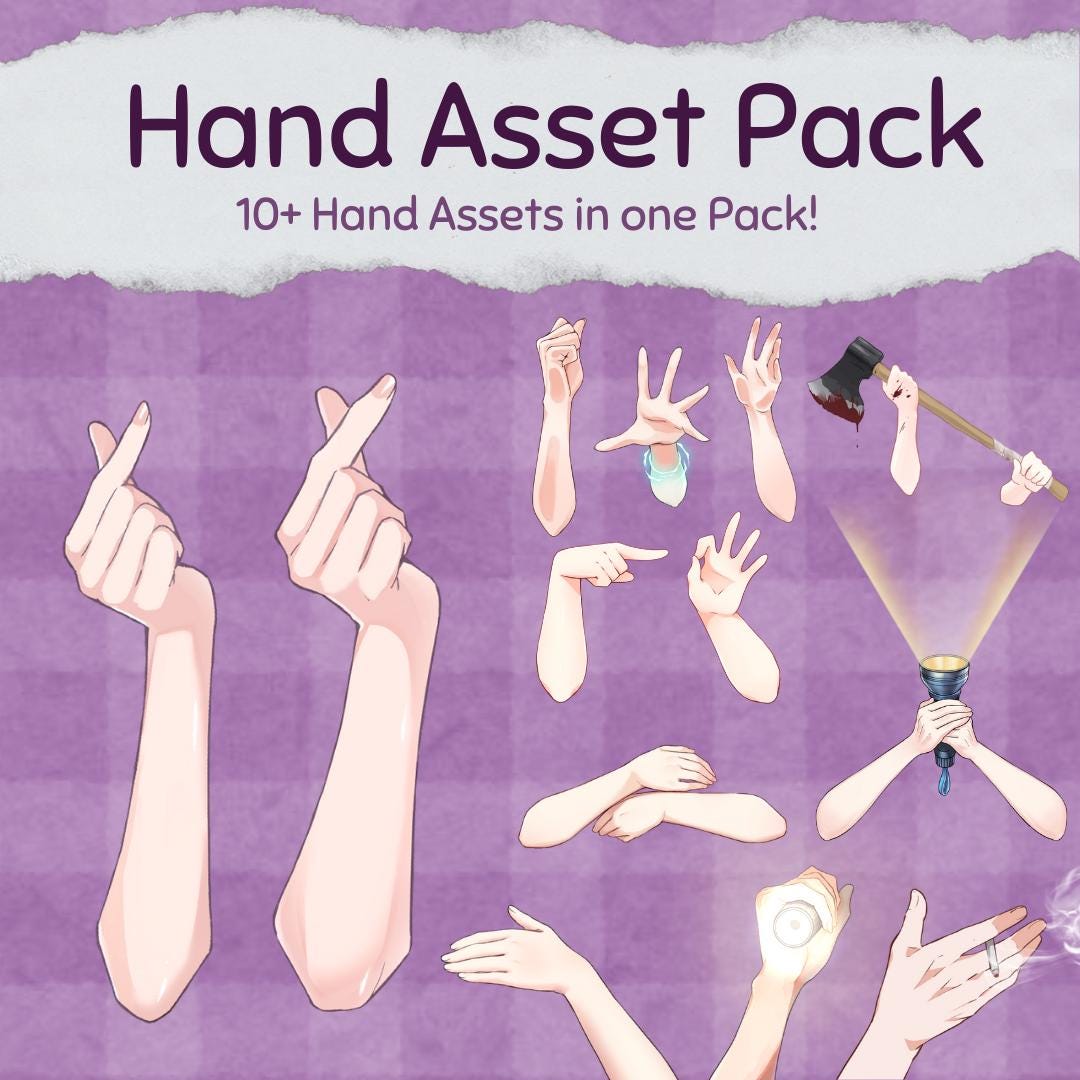 Vtuber Hand Asset Pack - Prop Accessory Overlay - Streaming Asset for ...