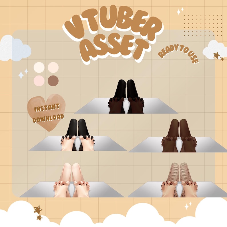 Feet Toes Vtuber Asset, Multiple Skin Tones, Accessory for Live2d ...