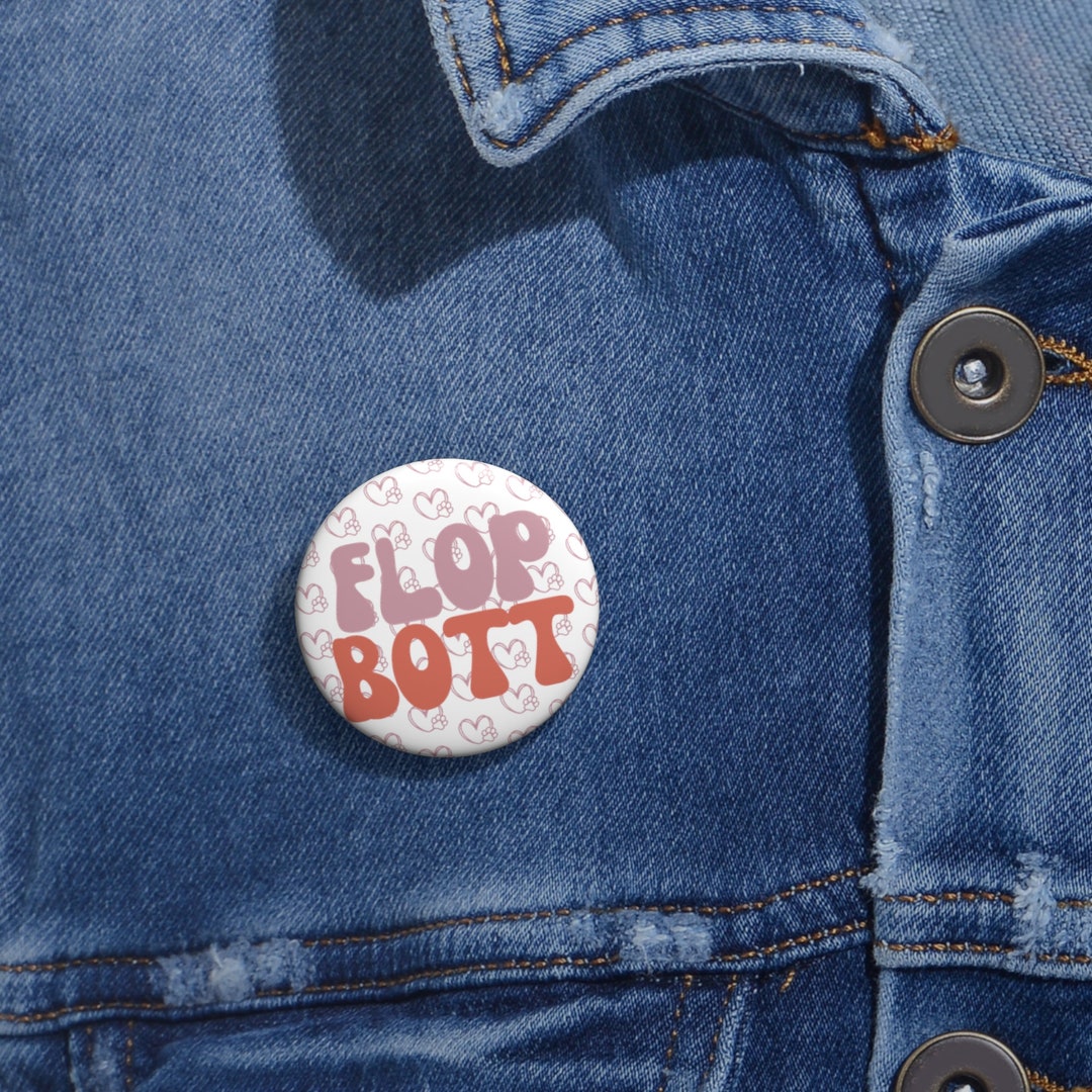 Flop Bott and Hearts Button / Pin for Jacket or Backpack / Funny Dogs ...