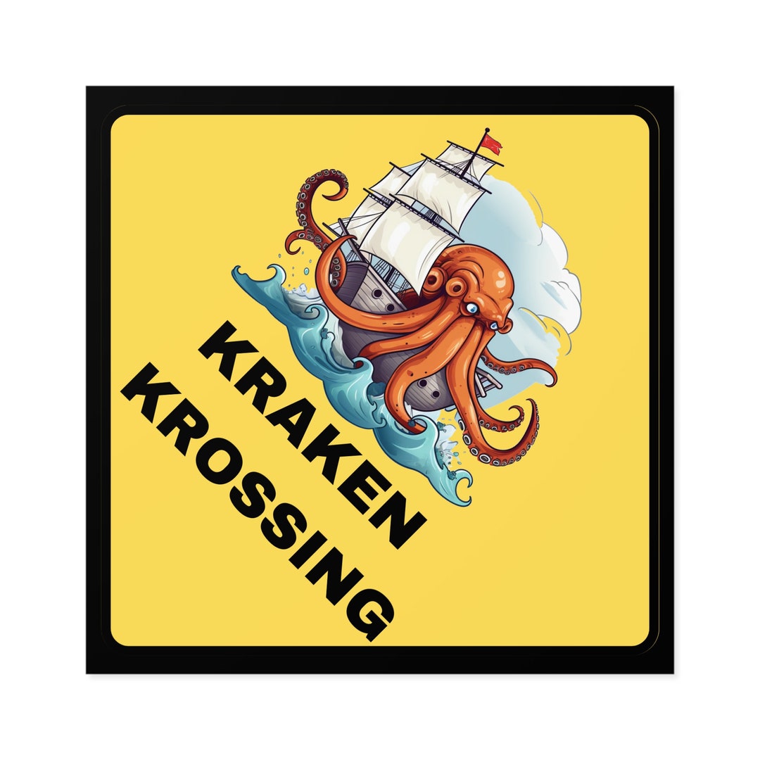 Orange Kraken Krossing Sticker / Square Vinyl / Animal Highway Sign ...