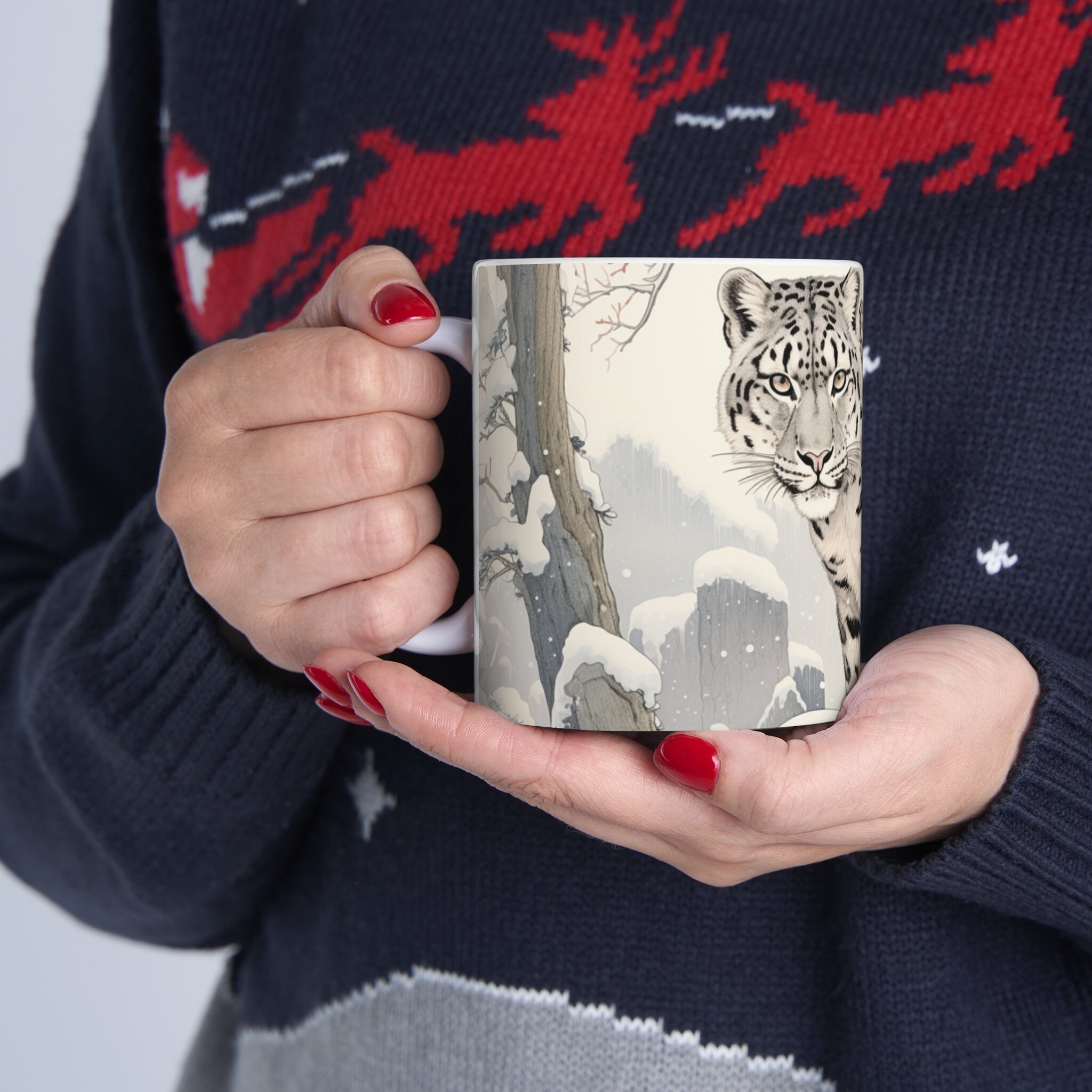 Snow Leopard Mug / Ukiyo-e Style Art / Animal Lover Gift - Etsy