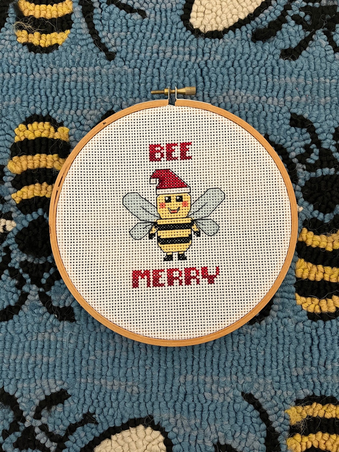 Bee Merry Cross Stitch Pattern / PDF Download / Christmas Holiday Cross ...