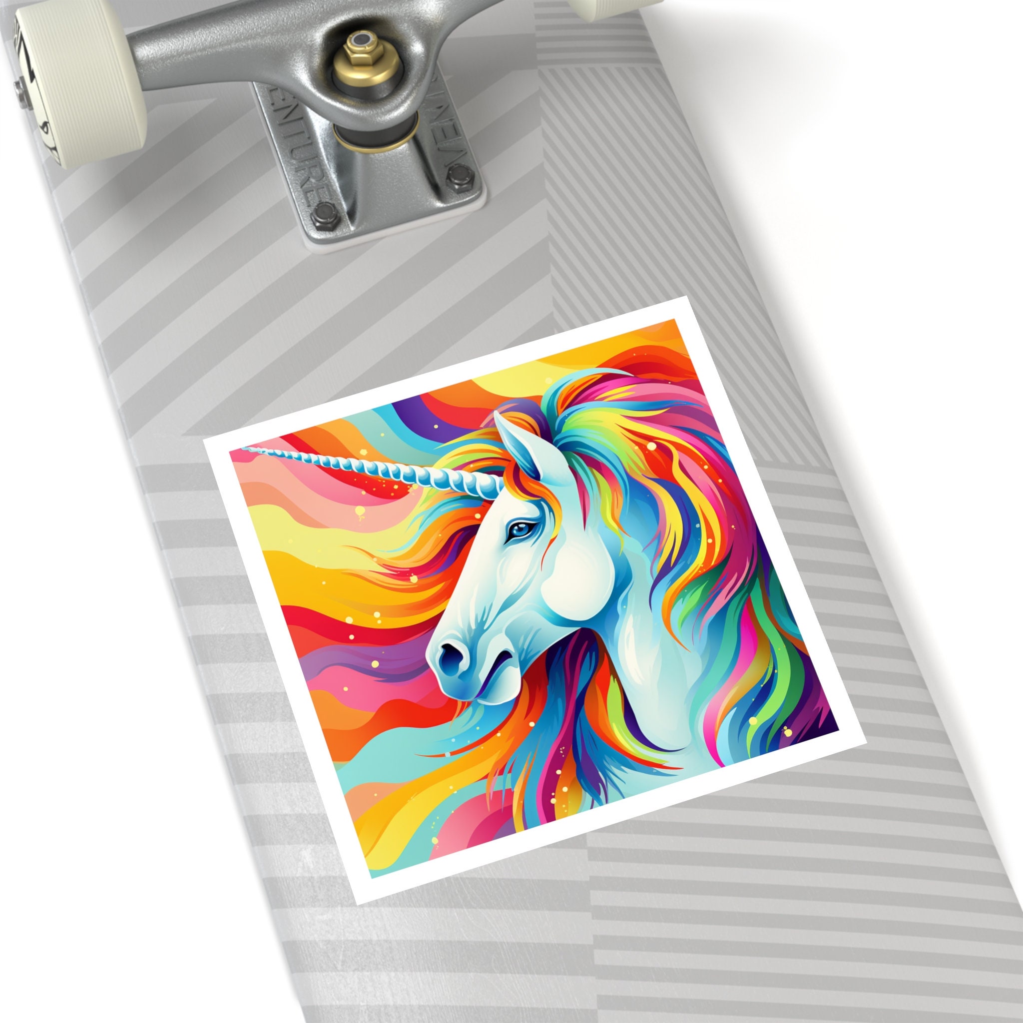 Rainbow Unicorn Square Sticker / Vinyl Indoor Outdoor / for Water ...