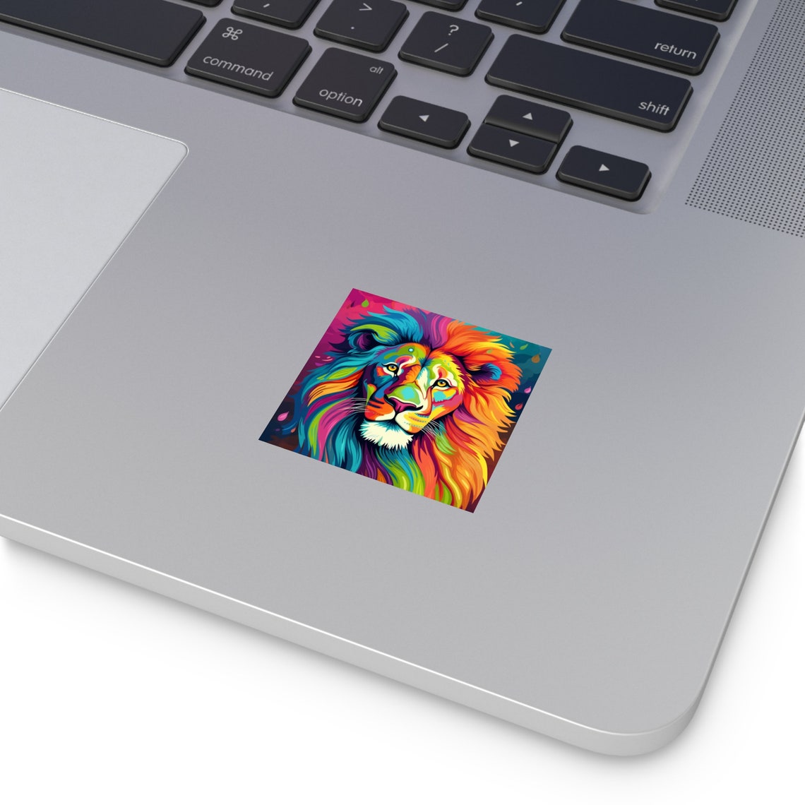 Rainbow Lion Sticker / Square Vinyl Indoor Outdoor / Gift for Animal ...