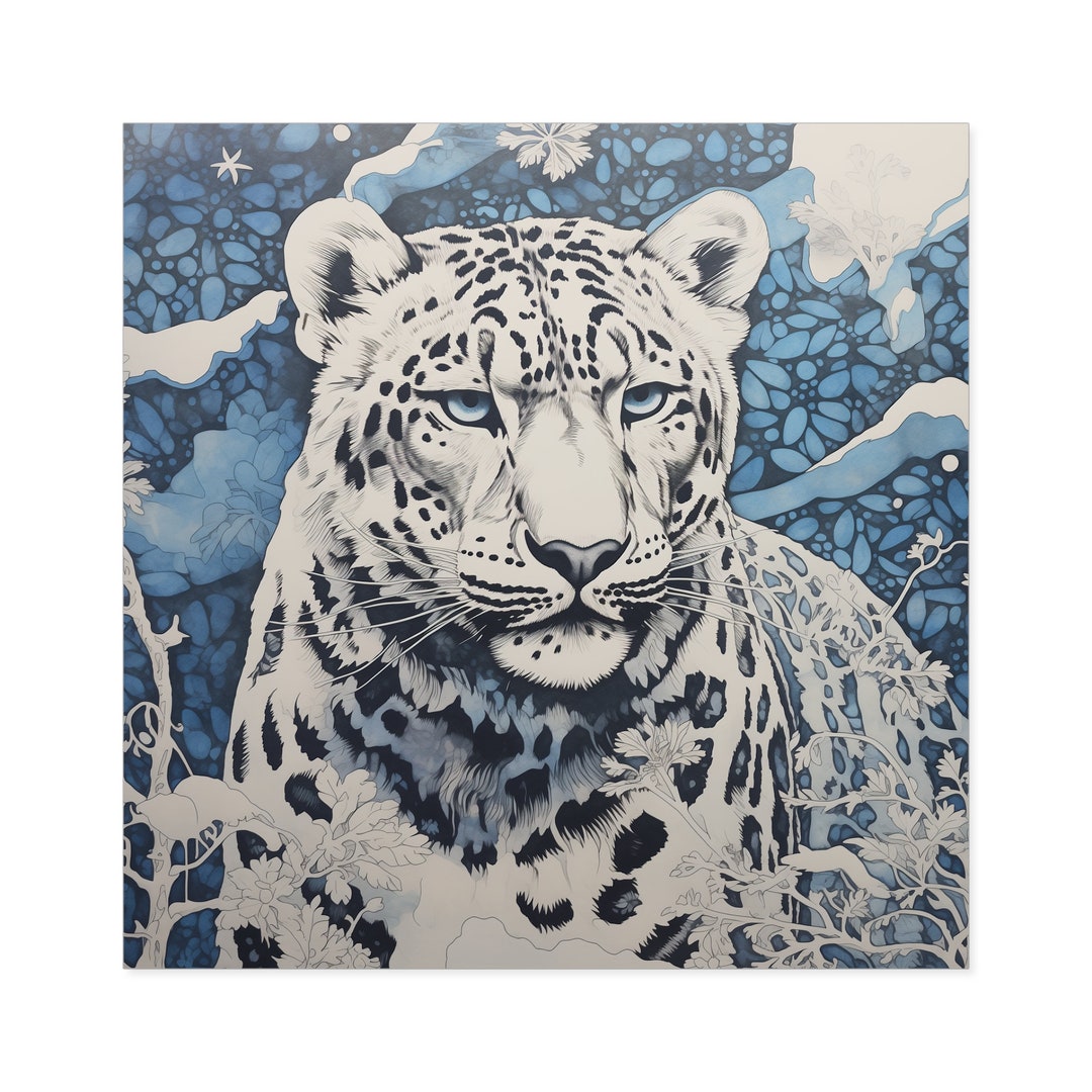 Snow Leopard Sticker / Square Vinyl Indoor Outdoor / Gifts for Animal ...