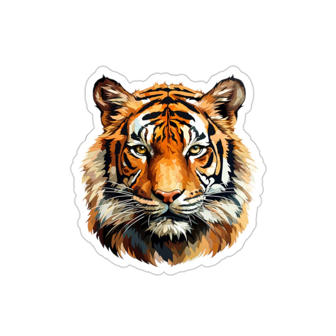 Majestic Tiger Face Die-cut Sticker | Vinyl | Water Bottle Laptop | Big ...