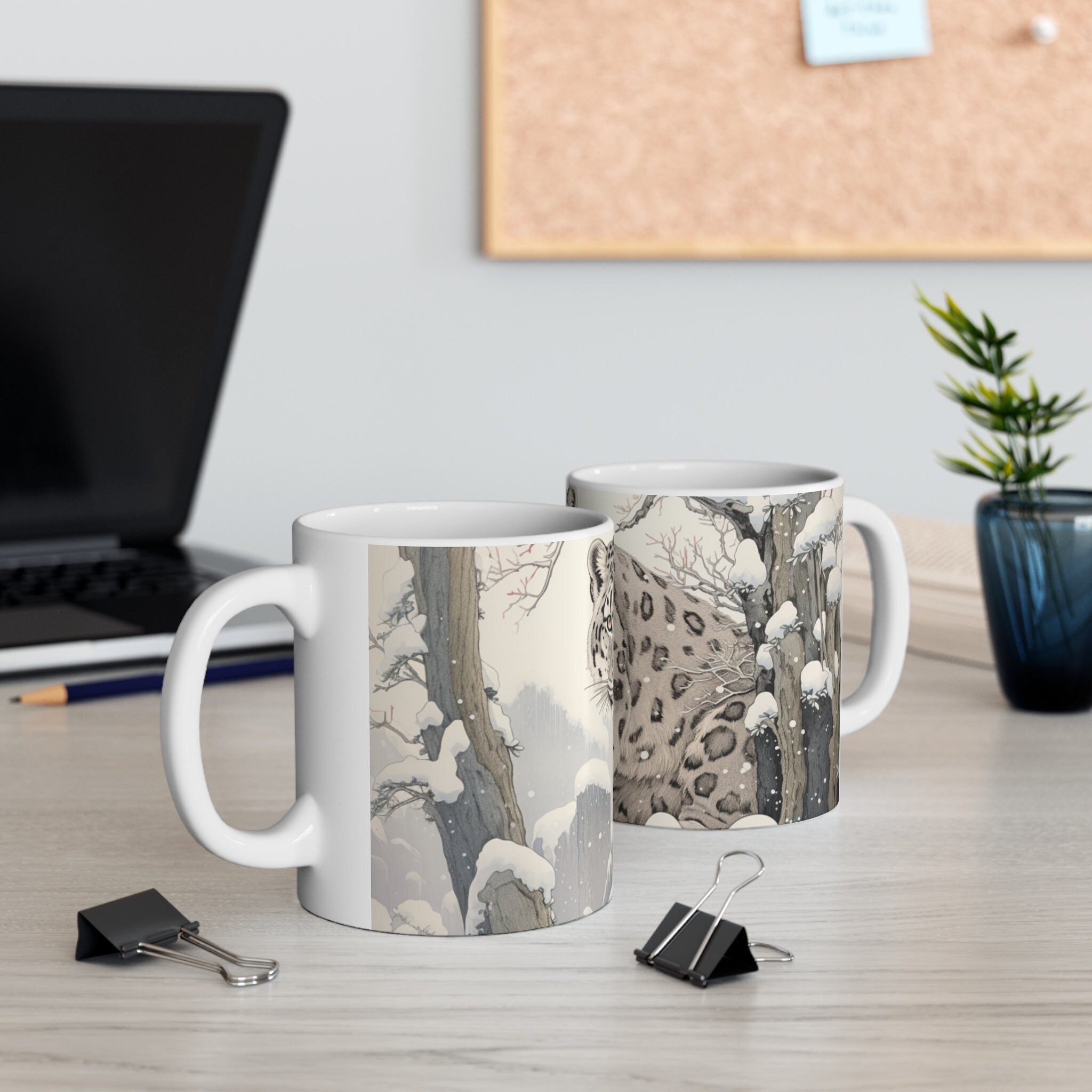 Snow Leopard Mug / Ukiyo-e Style Art / Animal Lover Gift - Etsy