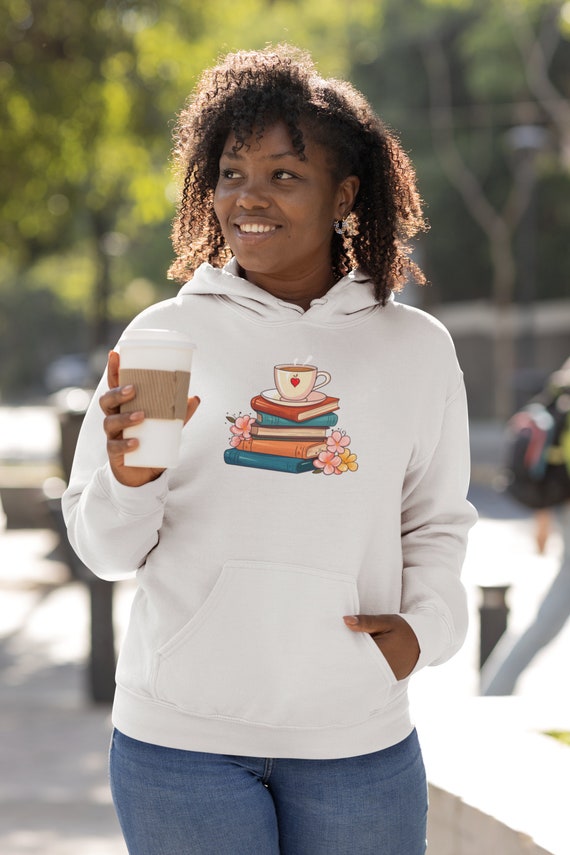Shop - OurStickerbox.com - Books and Tea Unisex Hooded Sweatshirt ...