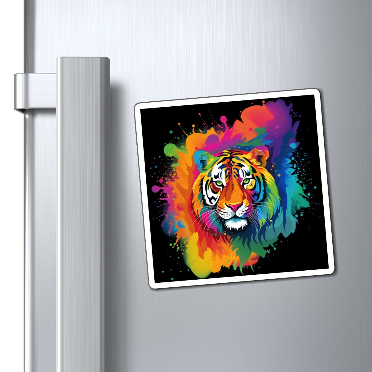 Rainbow Tiger Square Magnet / Two Sizes / Gift for Animal - Etsy
